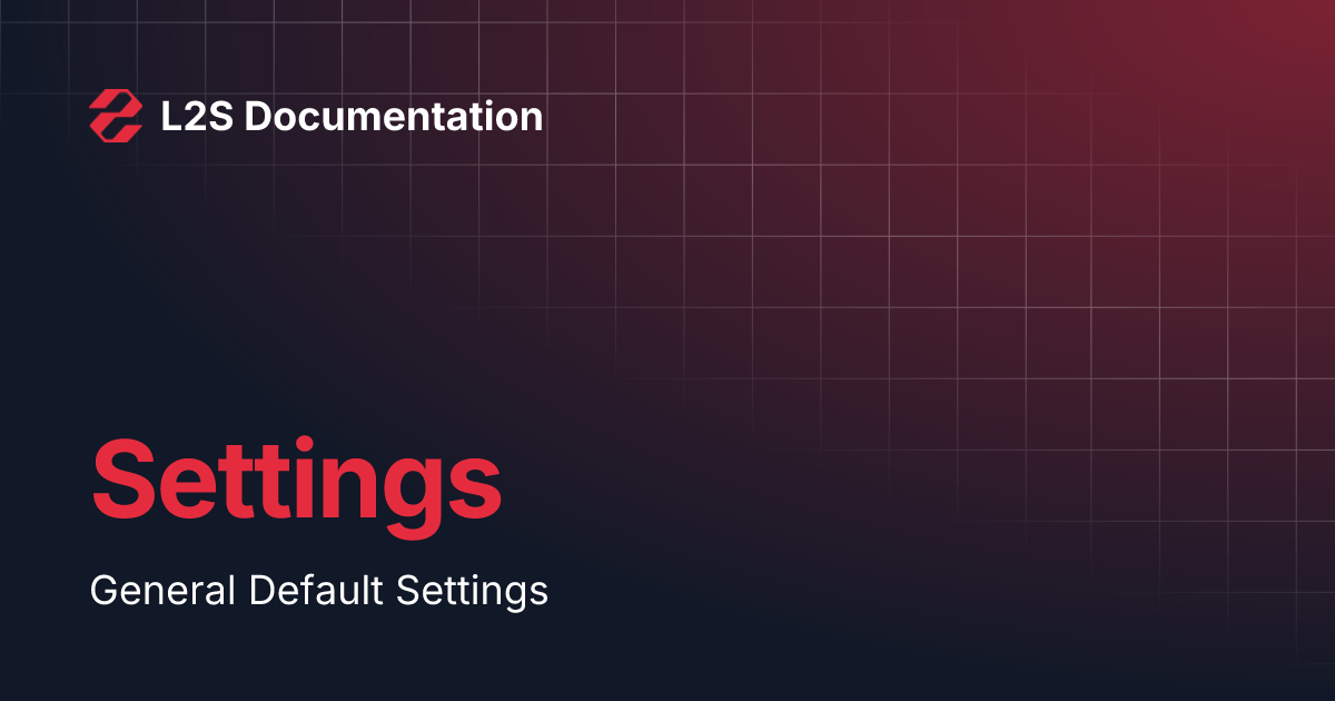 Settings | L2S Documentation